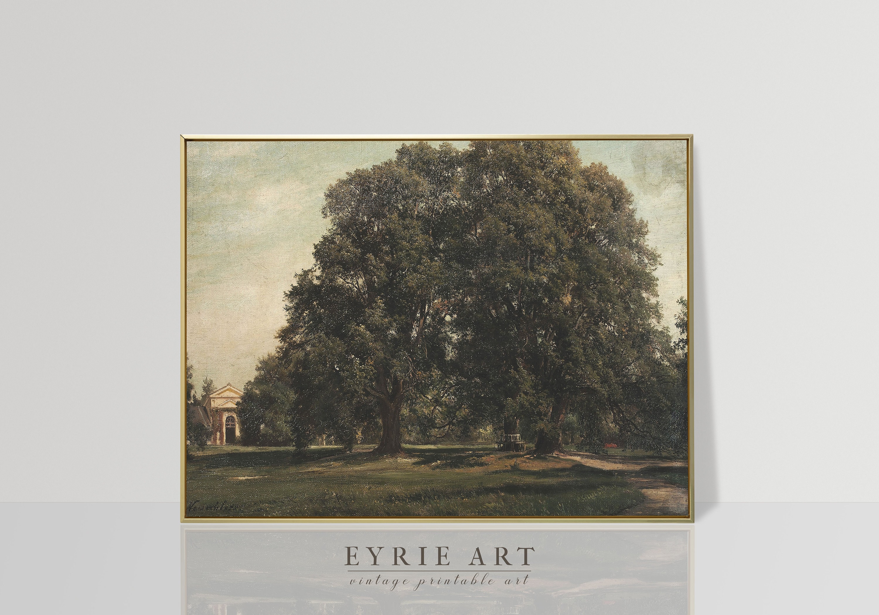 Vintage Tree Painting Oak Tree Print Cottage Landscape - Etsy