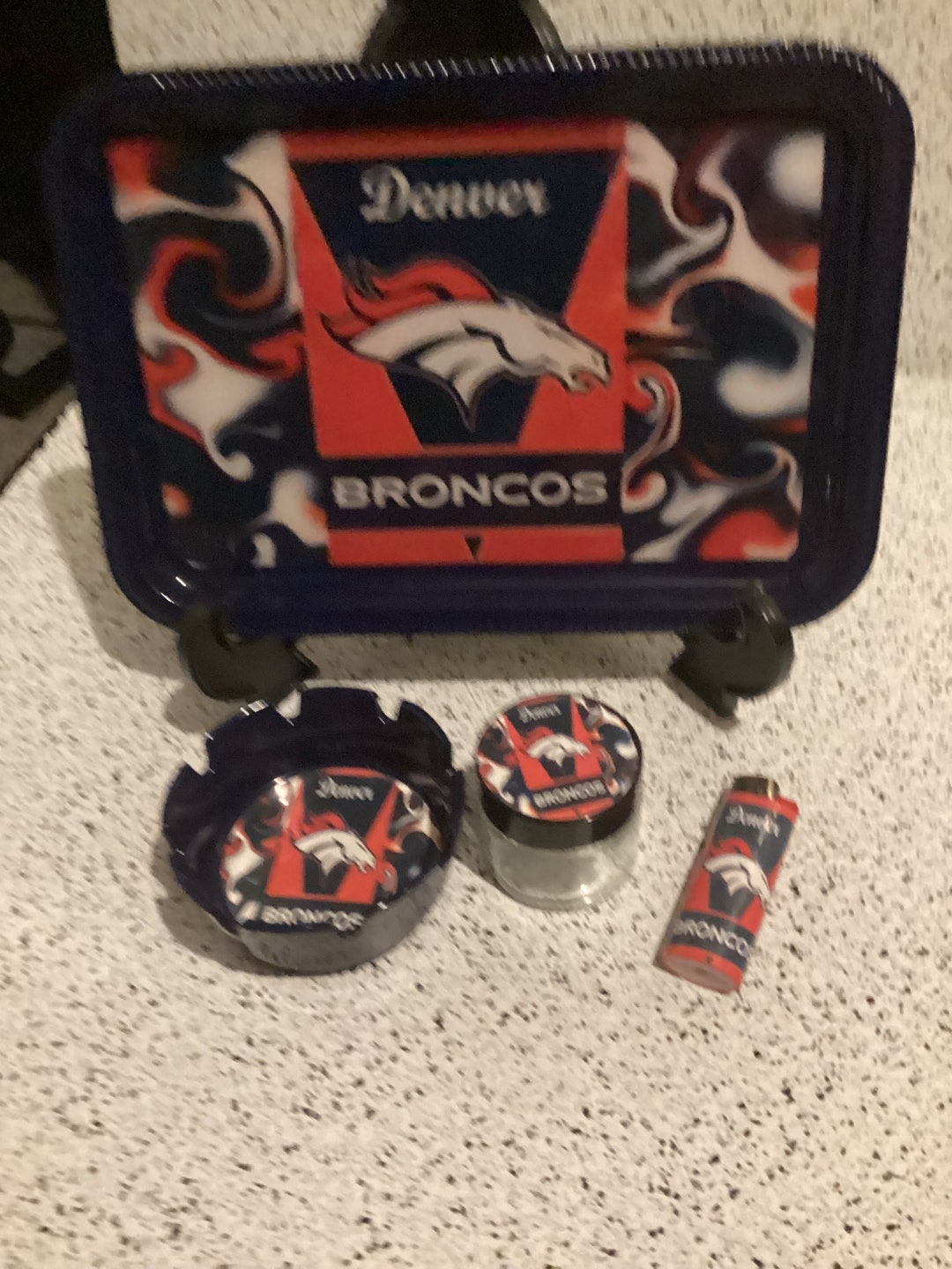 Denver Broncos Fan Resin Rolling Tray Set With Matching Lighter and ...