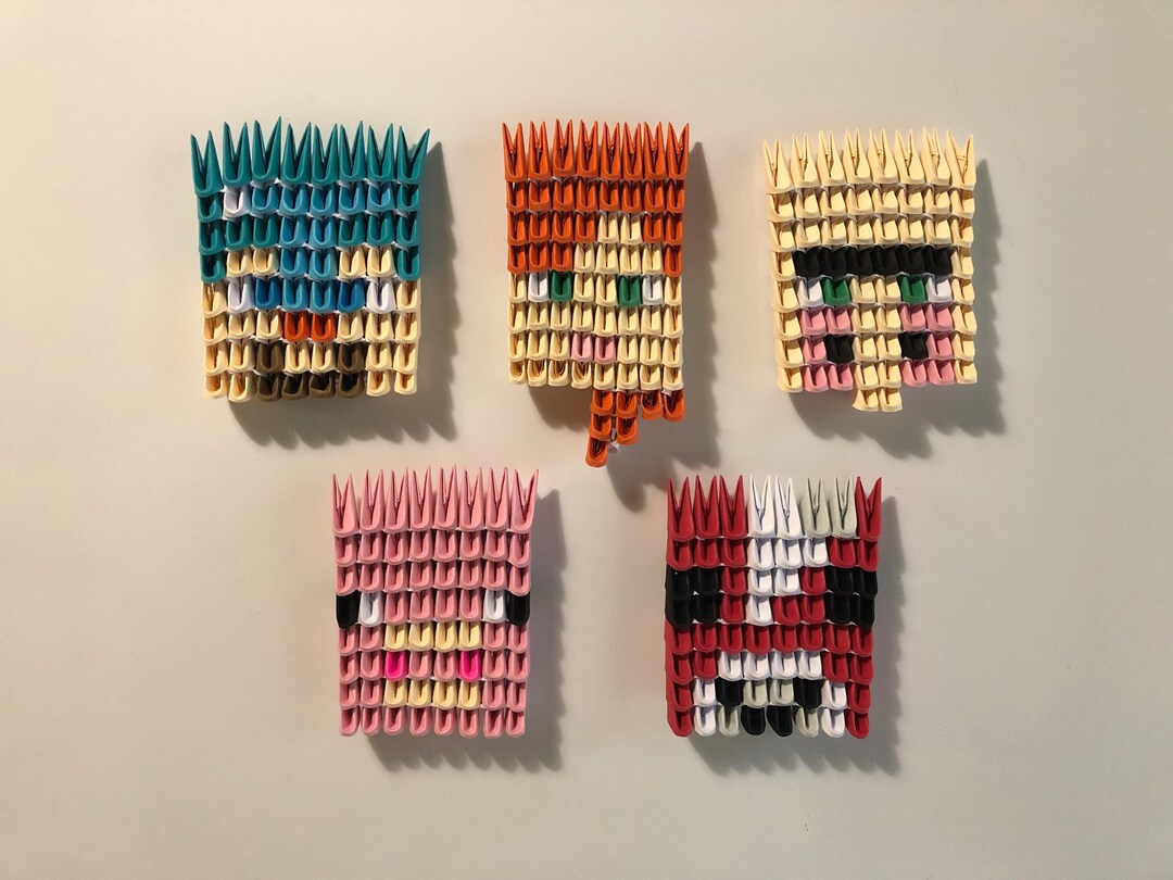 Minecraft Character & Animal Magnets 3D Origami diamond Steve, Alex ...