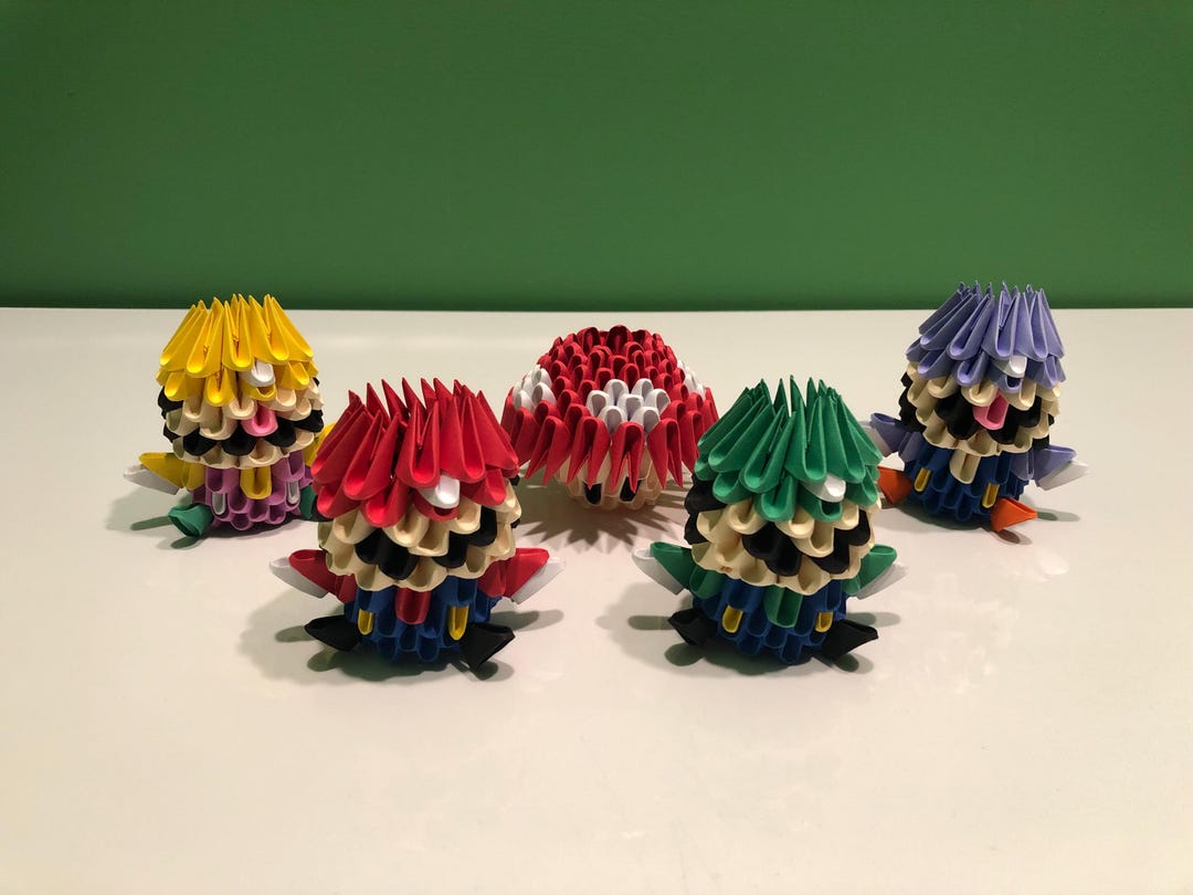 Mario, Luigi, Wario, Waluigi and Super Mushroom Figurines 3D Origami ...