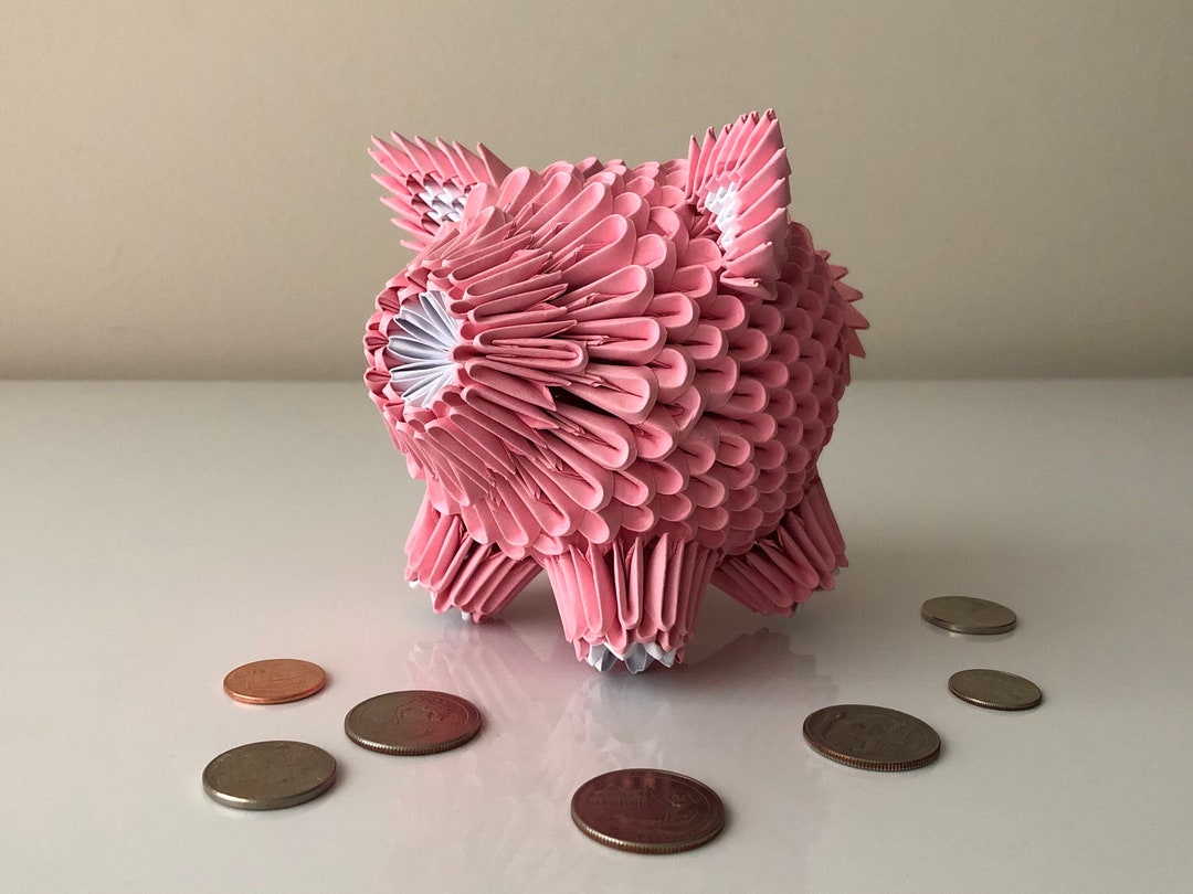 Piggy Bank 3D Origami for Kids pink, Blue - Etsy UK