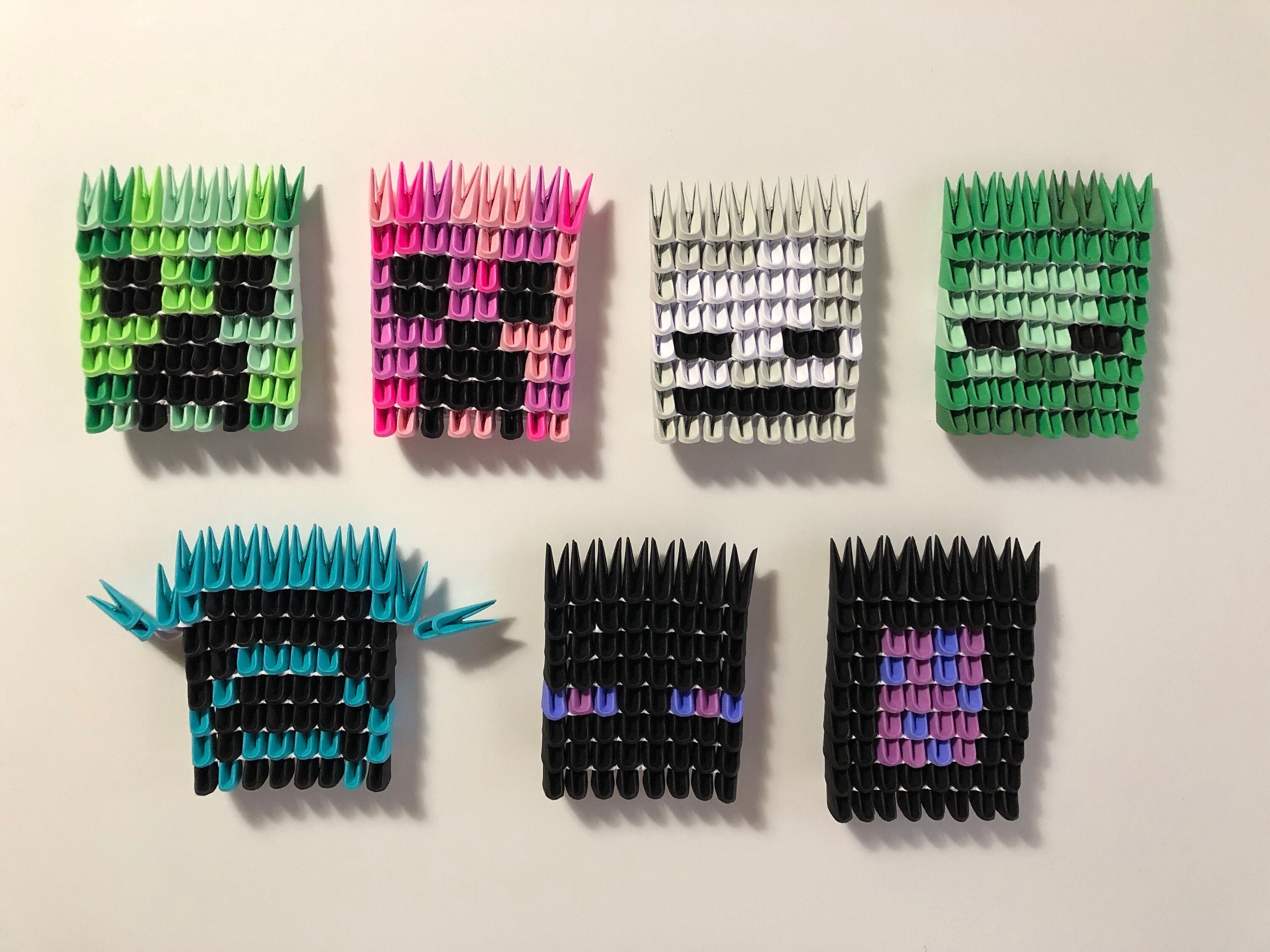 Minecraft Mob Magnets 3D Origami creeper Pink Creeper - Etsy