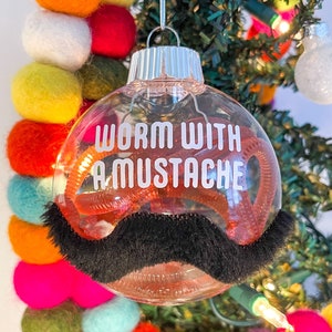 Worm With a Mustache Christmas Ornament - Etsy