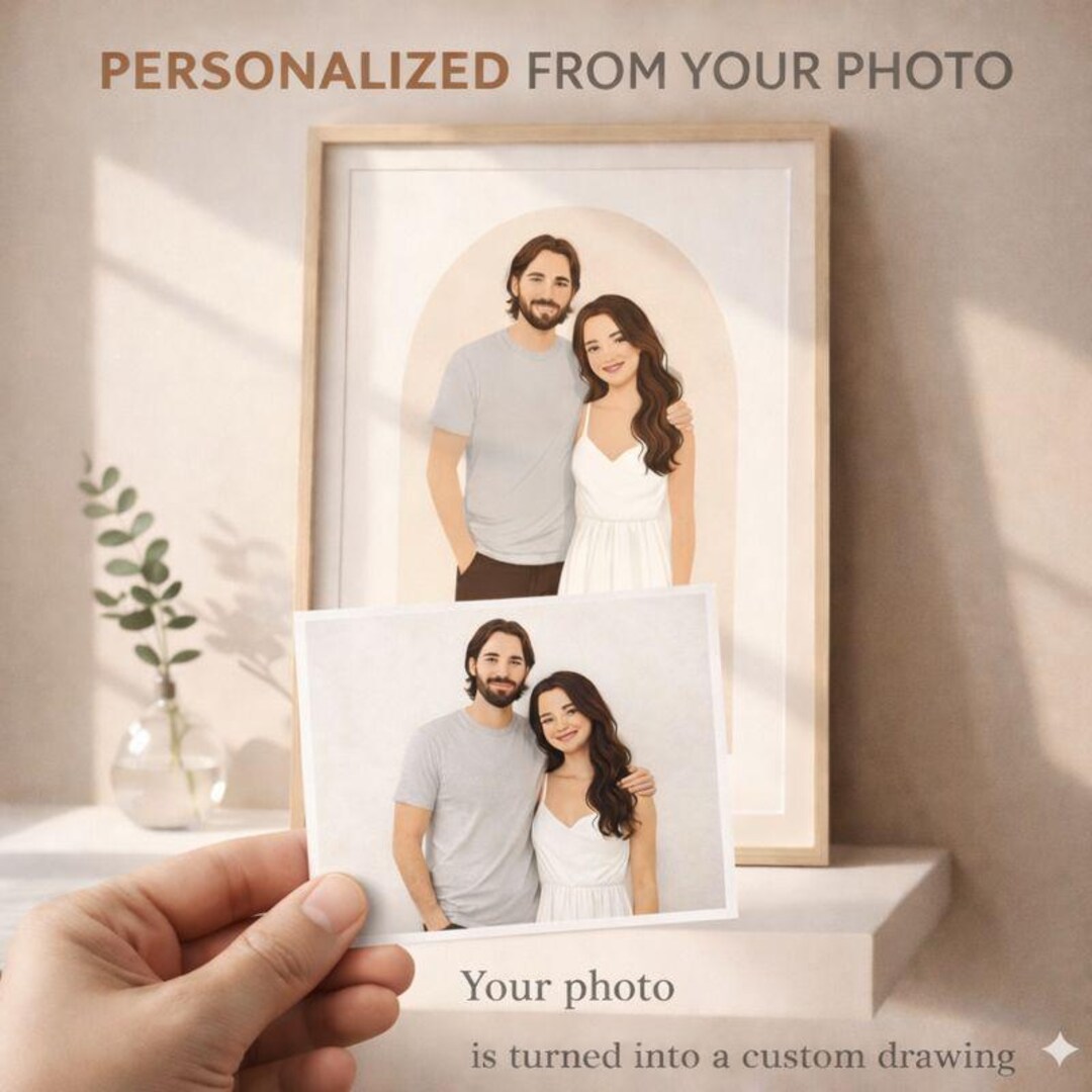 Couple Portrait: Engagement Drawing, Gift for Couple, Faceless Portrait ...