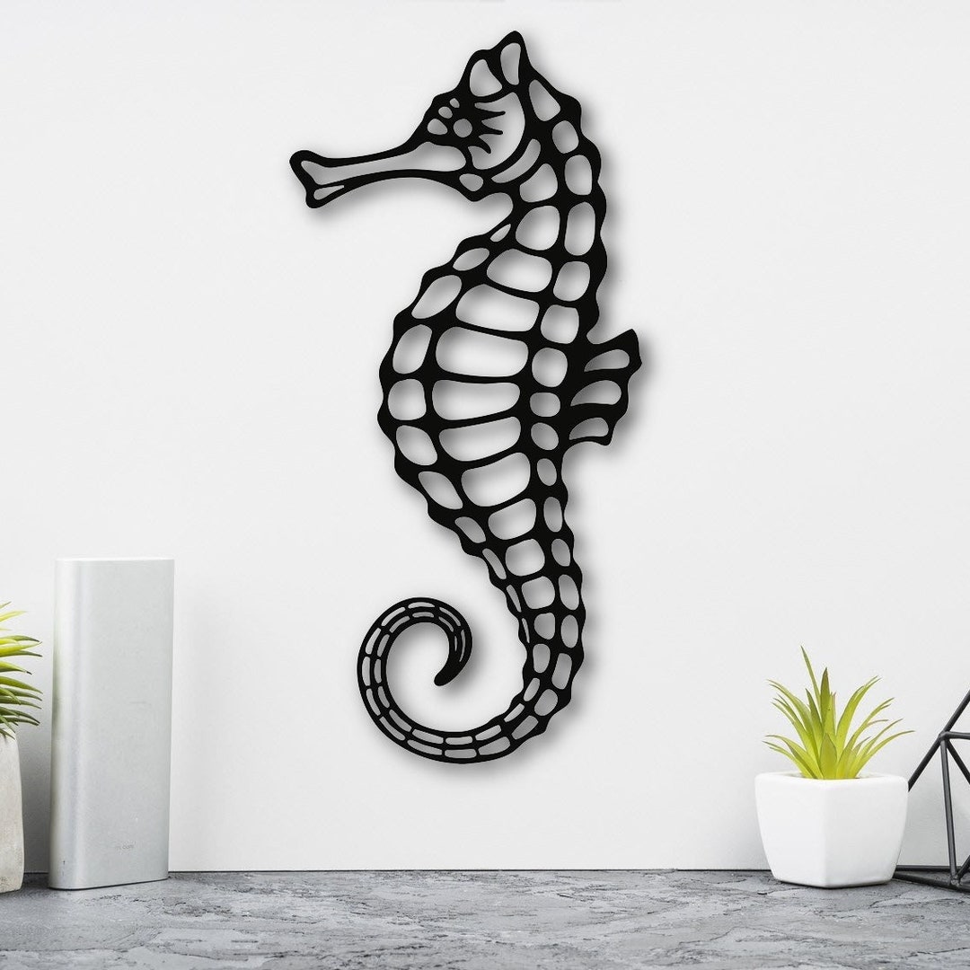 Large Seahorse Geometric Wall Art Home Living Room Bedroom Decor Big ...