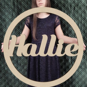 Happy Birthday Wooden Name Hoop Circle Sign Wall Plaque Wood MDF ...