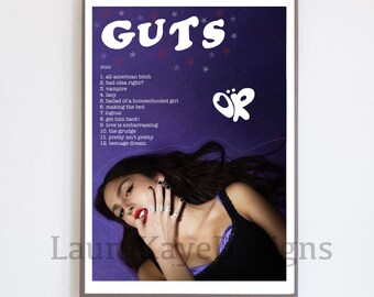 Olivia Rodrigo Guts Inspired Poster, Olivia Rodrigo Print, A4, A5 Guts ...