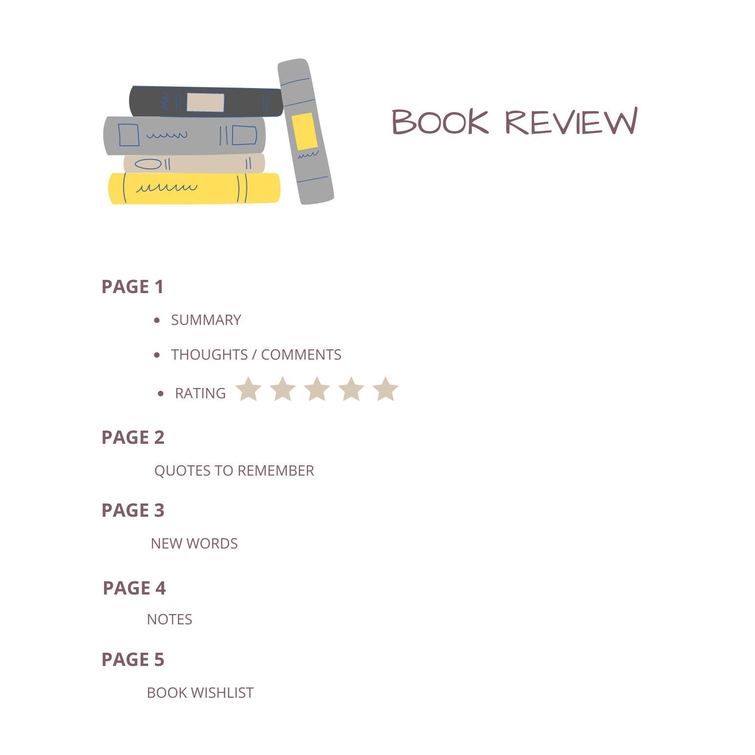 Book Review Printable Worksheet At-home and In-class Reading Book ...