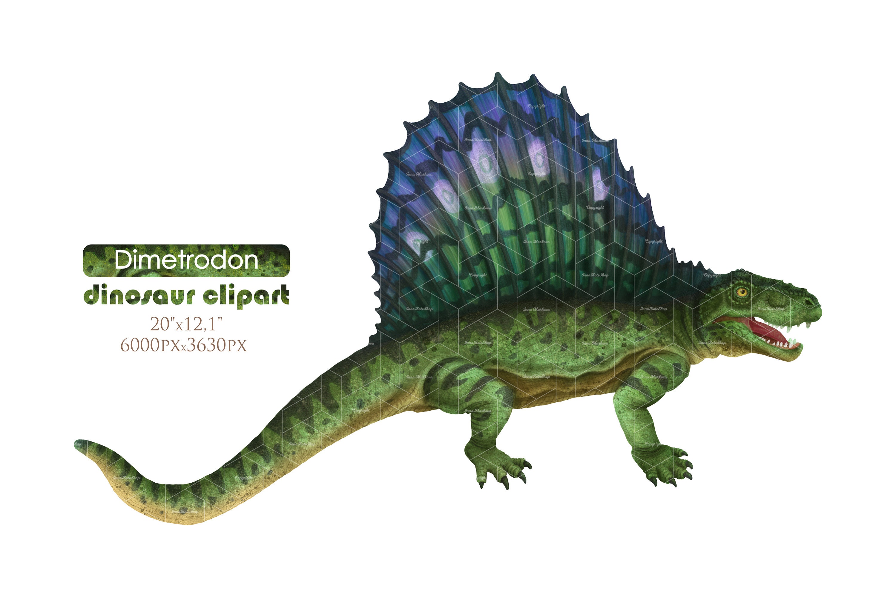 Brown Dimetrodon Png. Green Dinosaur Clipart - Etsy