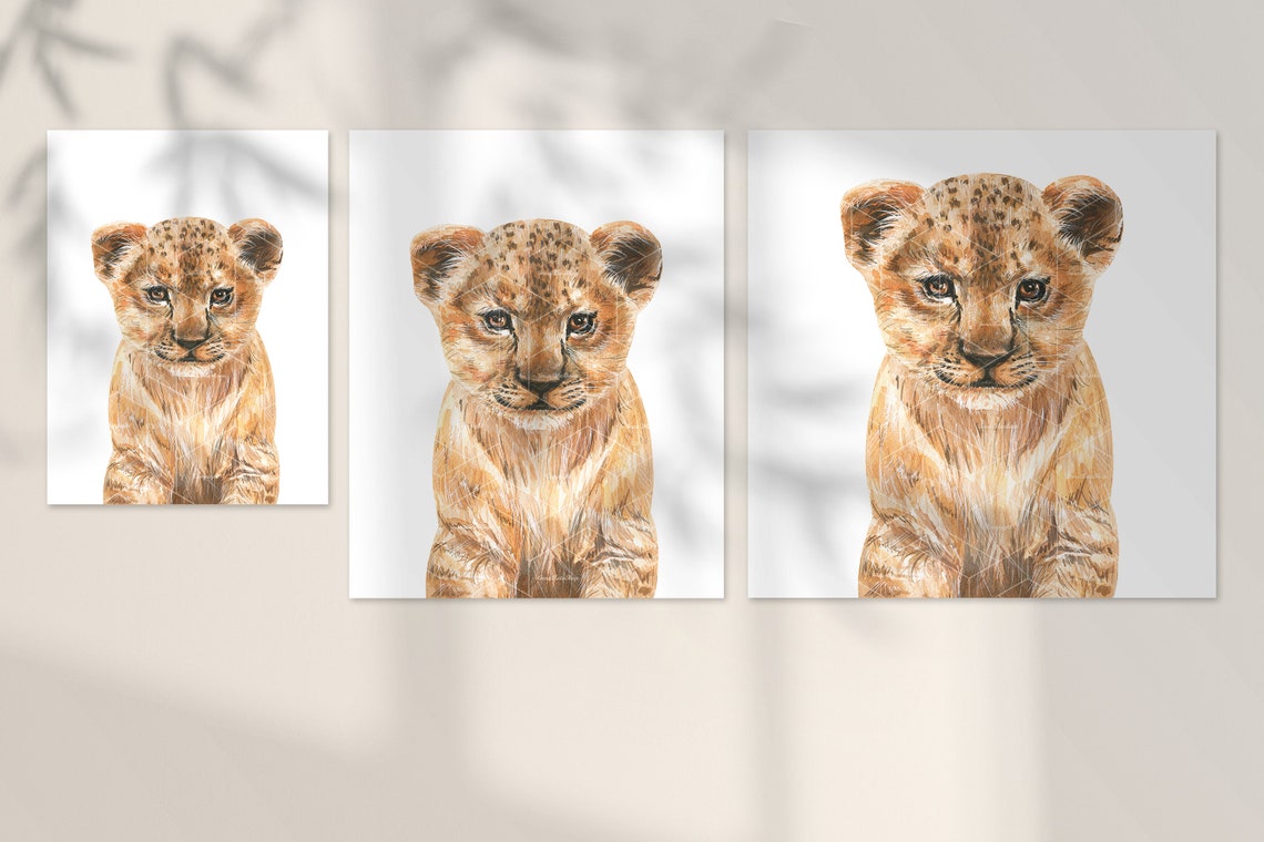 Lion Baby Watercolor Safari Cub Animal Clipart | Etsy