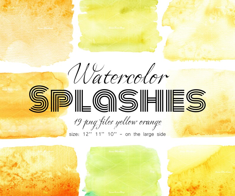 Yellow Splashes Clipart Abstract Watercolor Background | Etsy