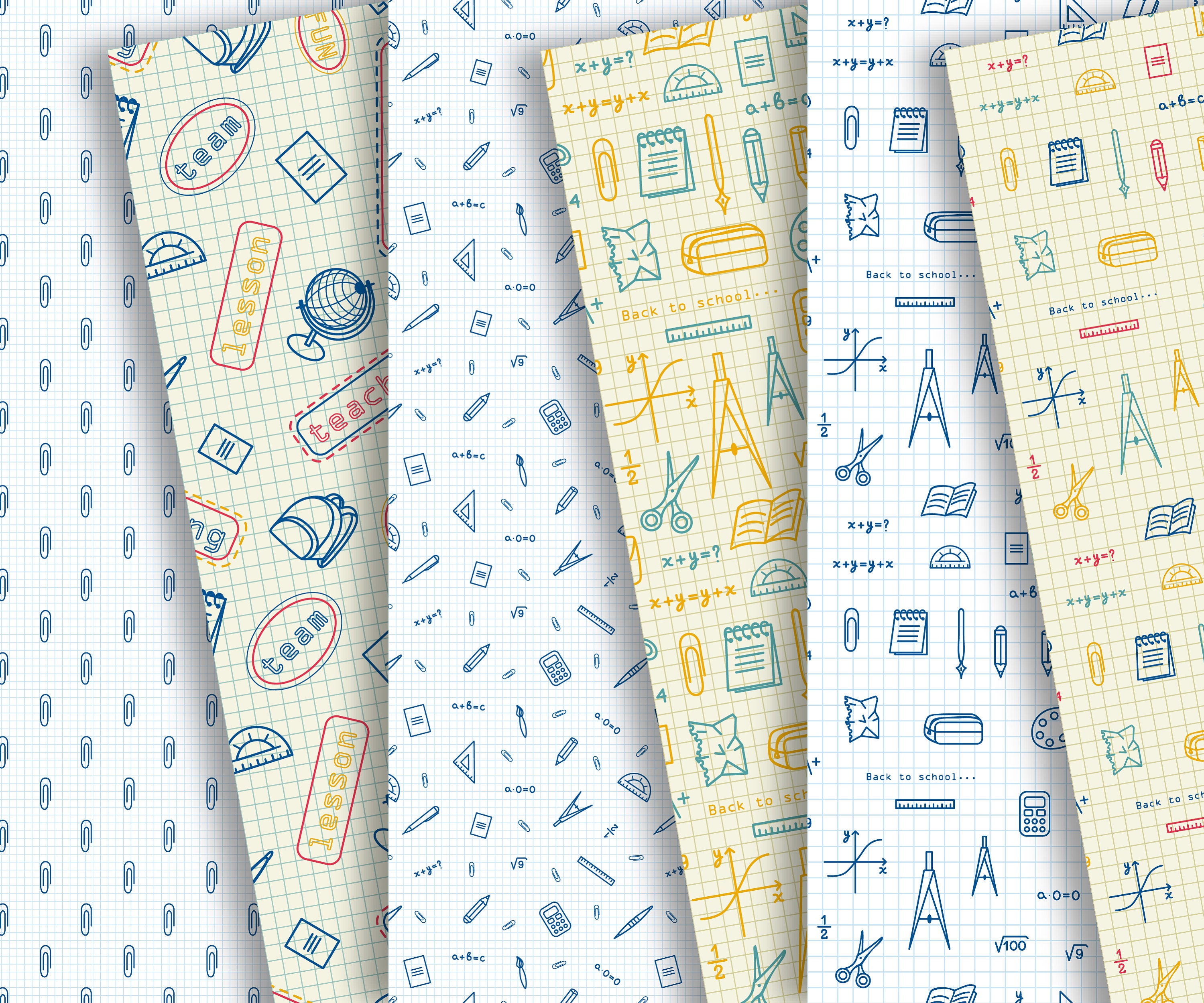 School Digital Paper Pack Vector School Paper - Etsy