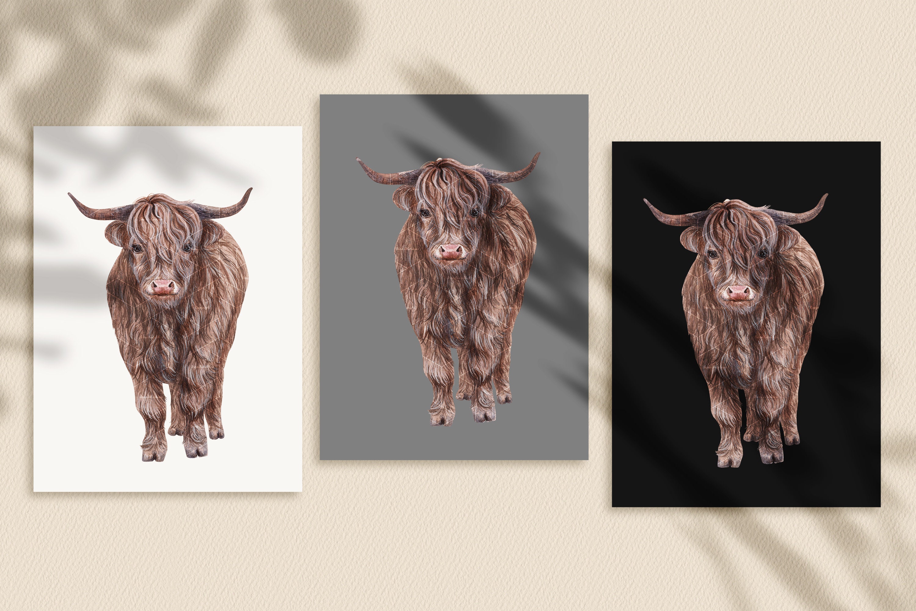 Watercolor Highland Cow. Cattle Cow. Moma Cow and Cattle Calf - Etsy