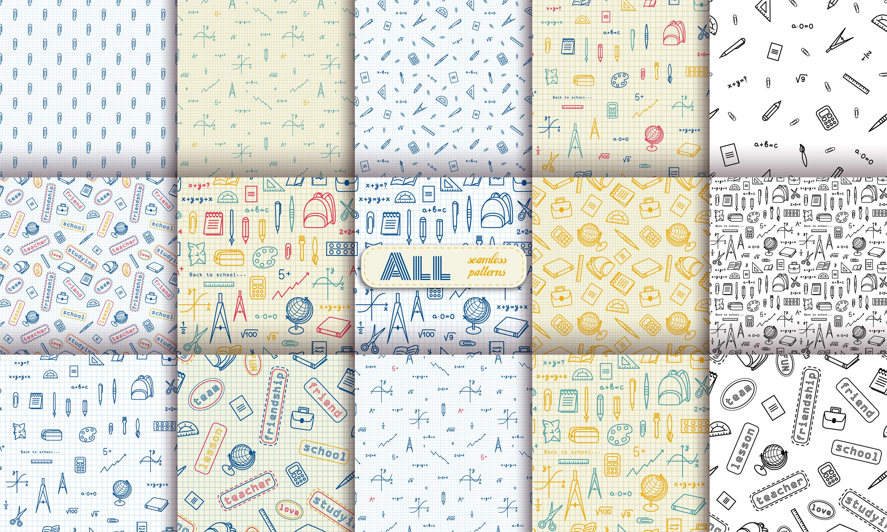 School Digital Paper Pack Vector School Paper - Etsy