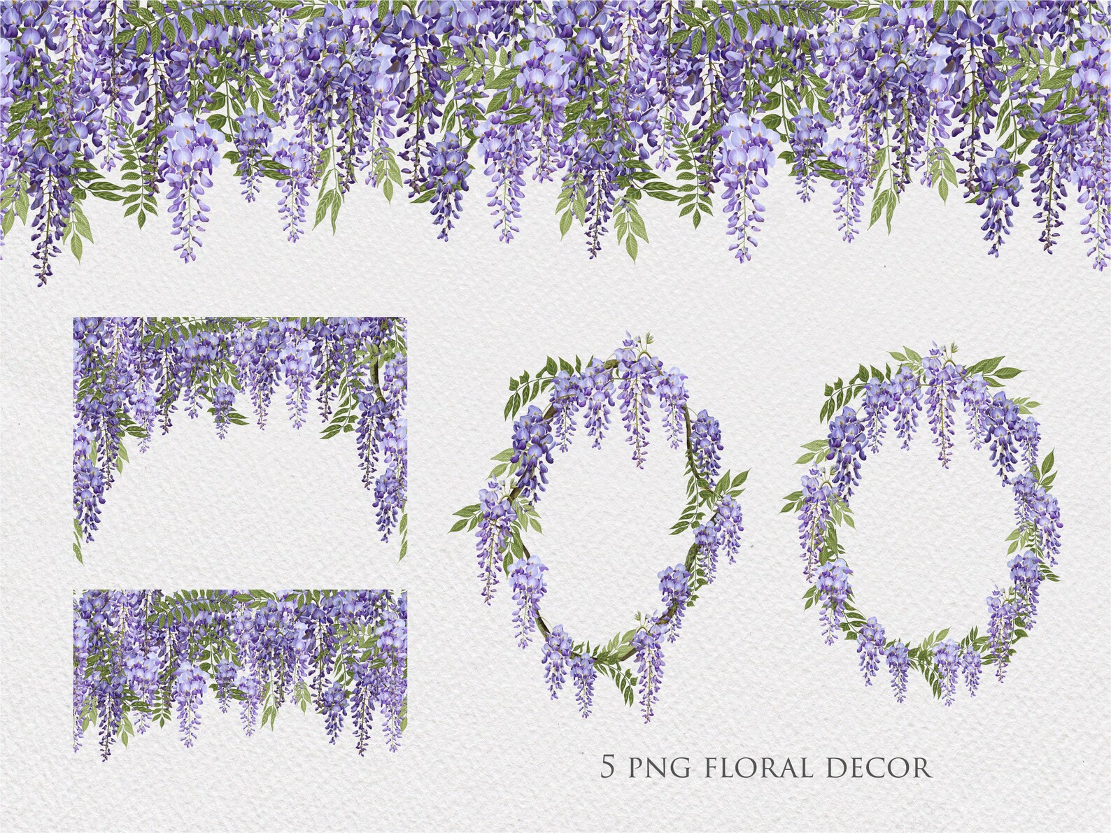Watercolor Wisteria Clipart. Purple Violet Wisteria Print - Etsy