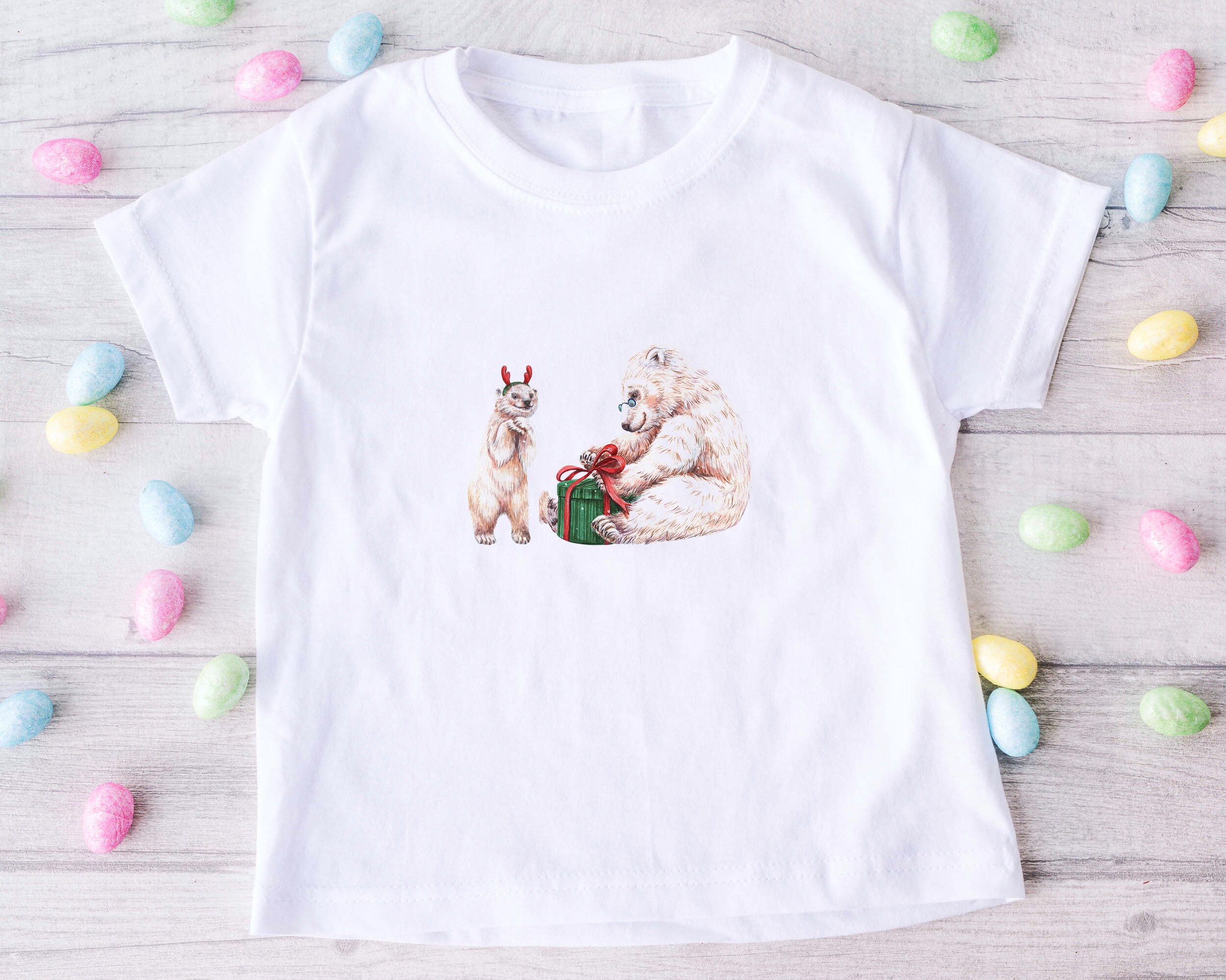 Watercolor Polar Bears Clipart Dad Bear With Baby Bear. - Etsy