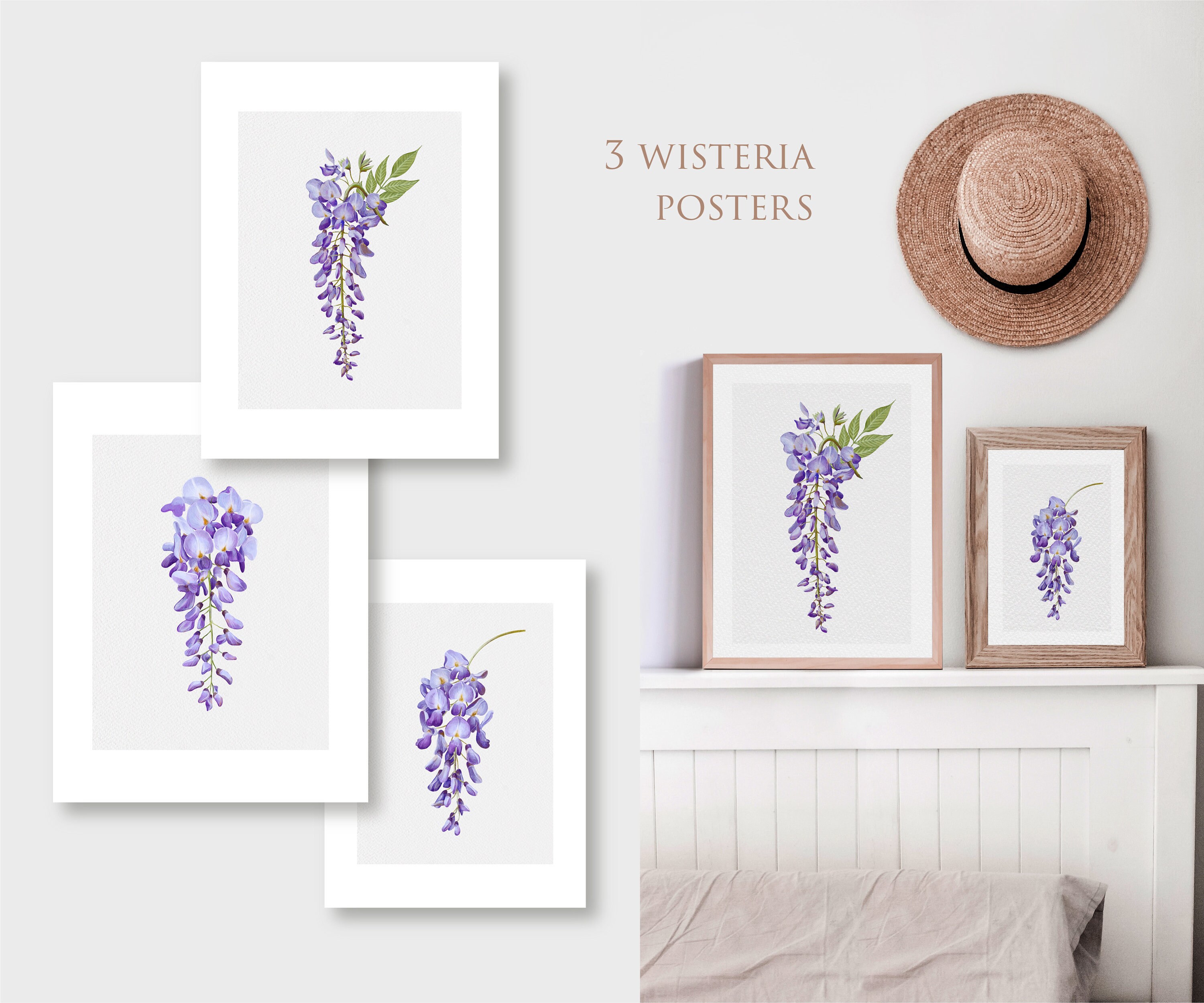 Watercolor Wisteria Clipart. Purple Violet Wisteria Print - Etsy