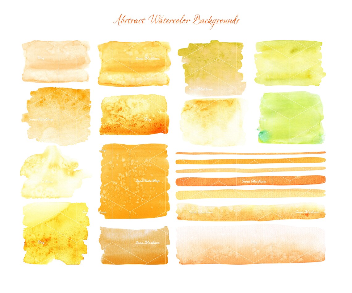 Yellow Splashes Clipart Abstract Watercolor Background | Etsy