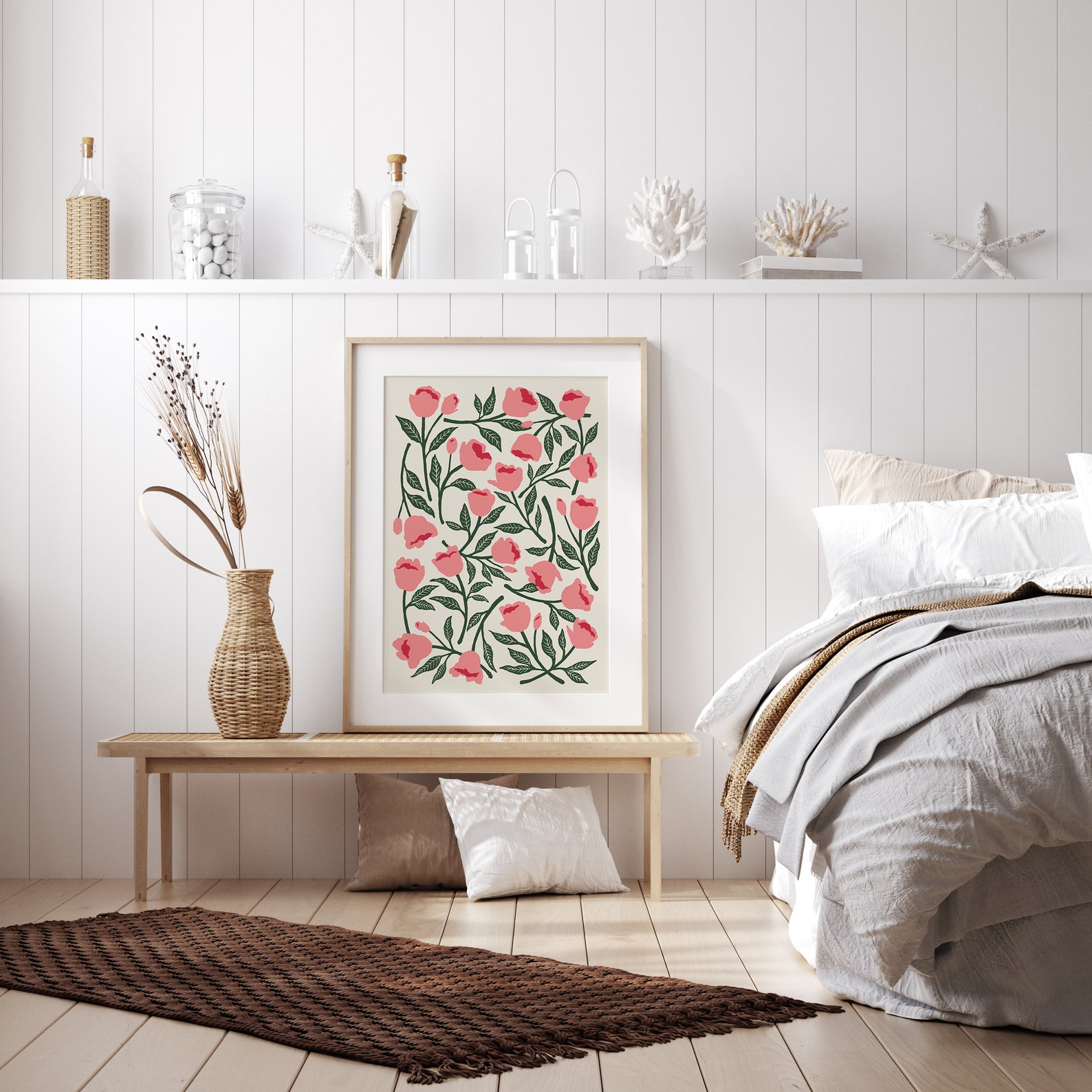 Floral Wall Art Flower Poster Rose Wall Art Minimal Flower - Etsy