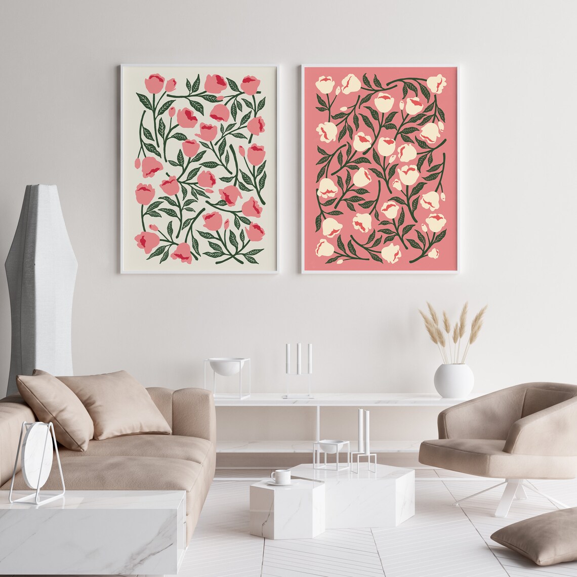 Floral Wall Art Flower Poster Rose Wall Art Minimal Flower - Etsy