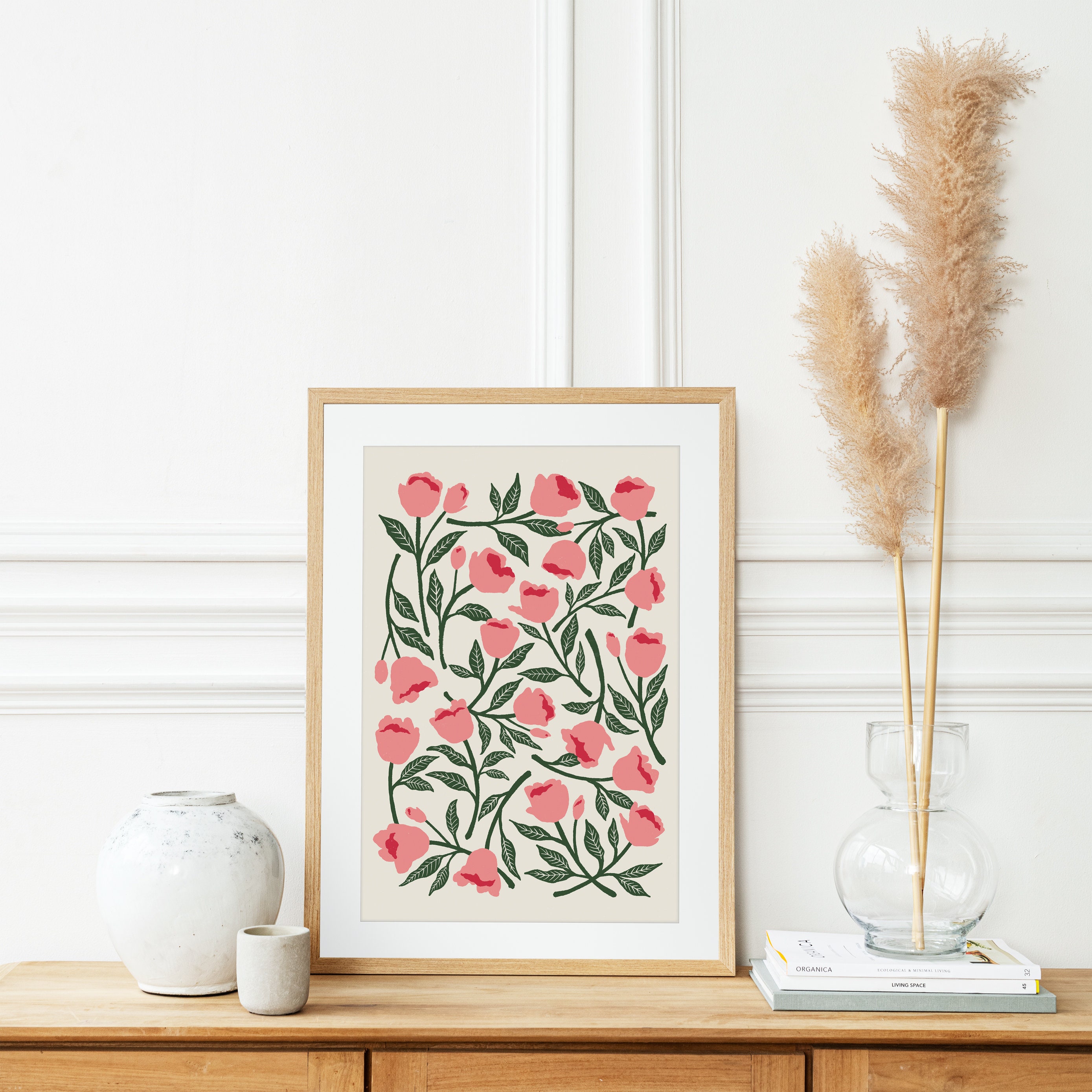 Floral Wall Art Flower Poster Rose Wall Art Minimal Flower | Etsy