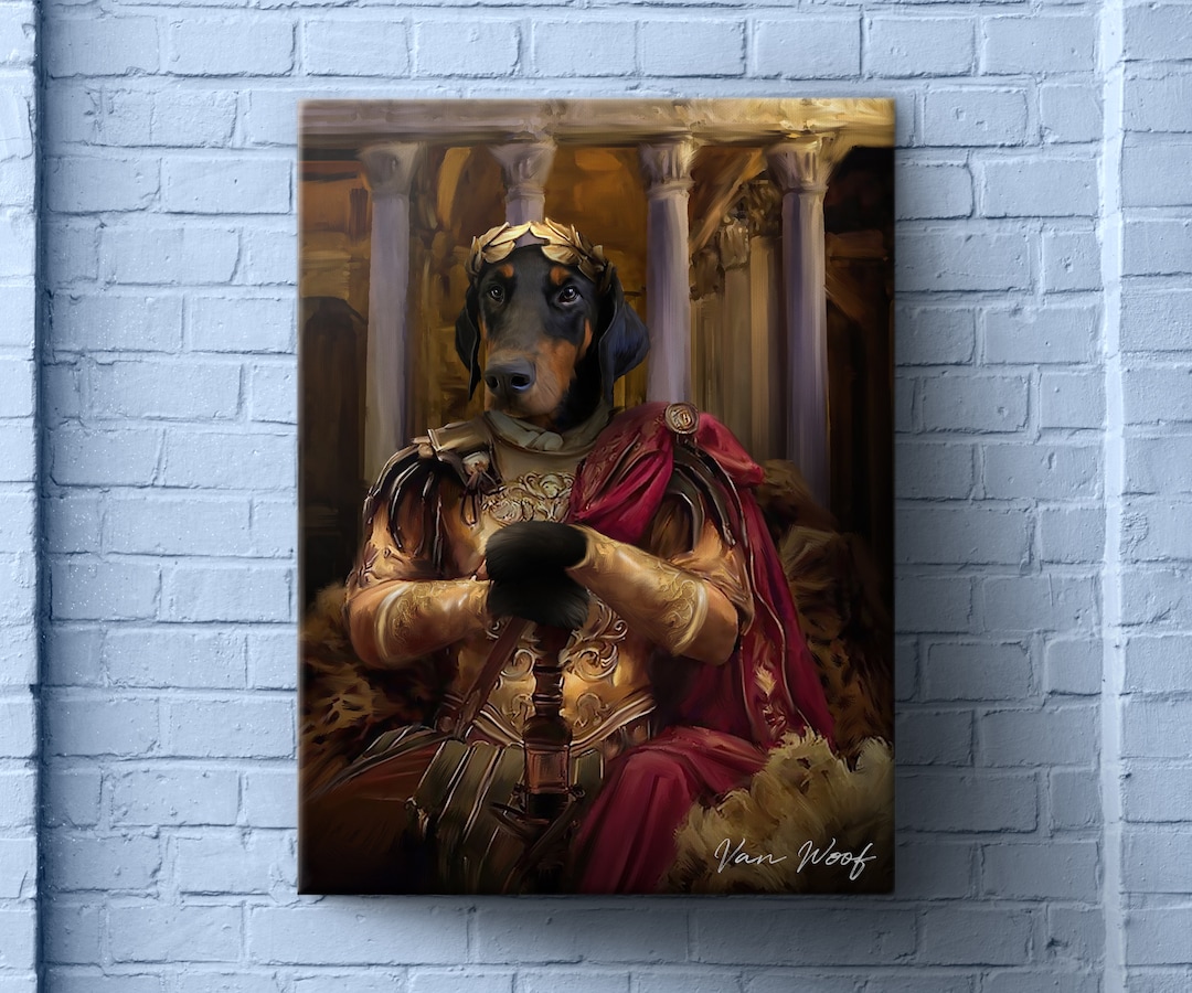Julius Caesar Dog Portrait Art, Custom Dog Portrait, Pet Portrait Royal ...