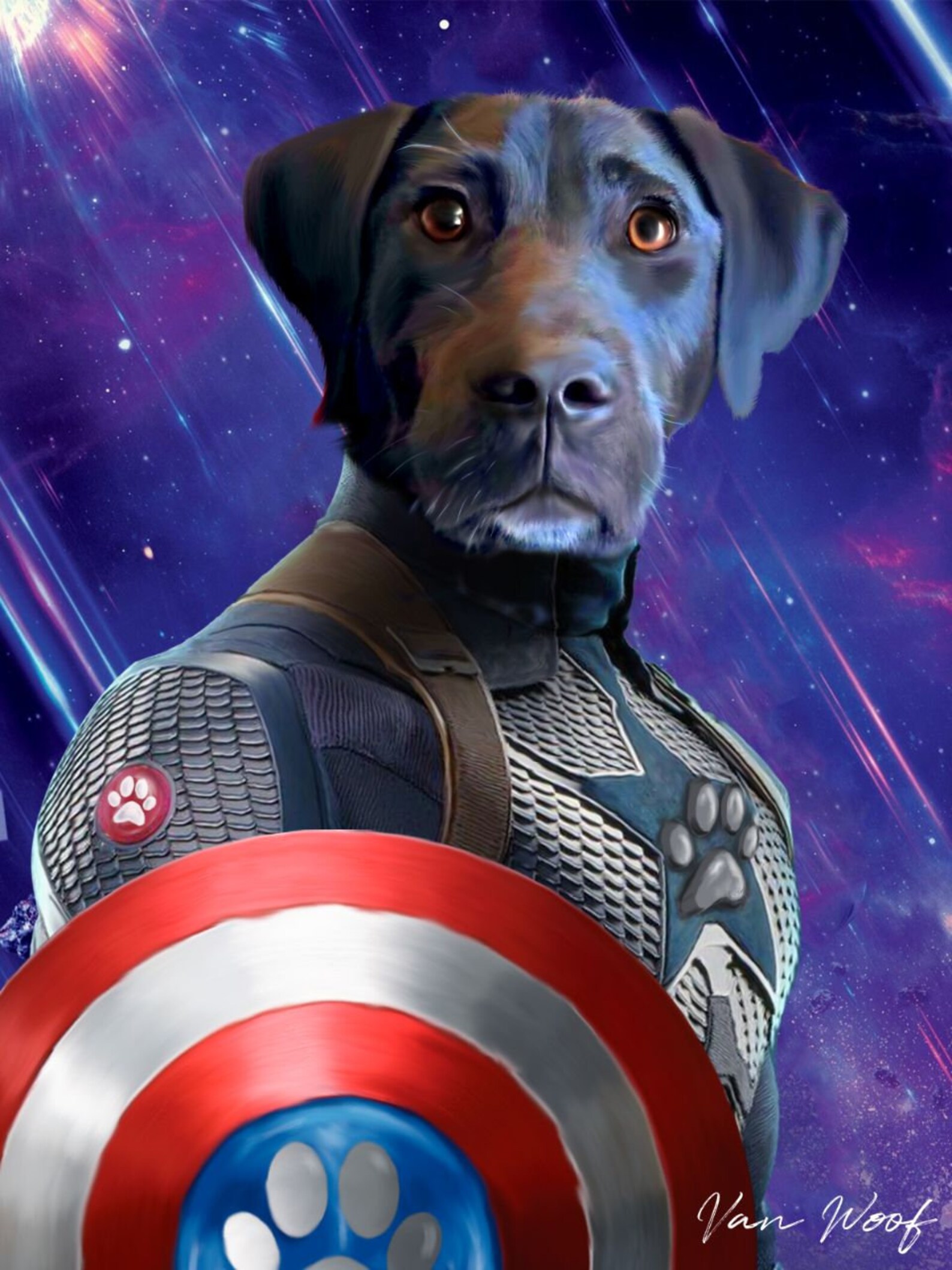 Steve Rogers Custom Dog Portrait Pet Portrait Avengers Funny - Etsy