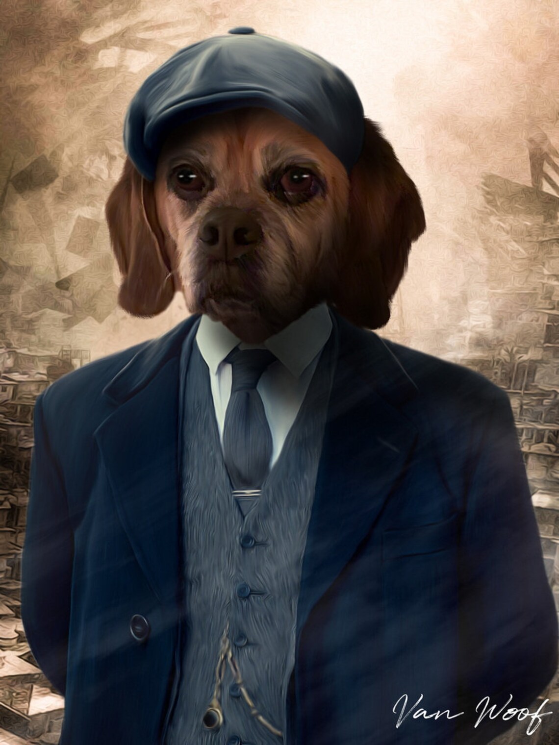 Custom Peaky Blinders Dog Portrait Wall Art Decor Custom Cat | Etsy