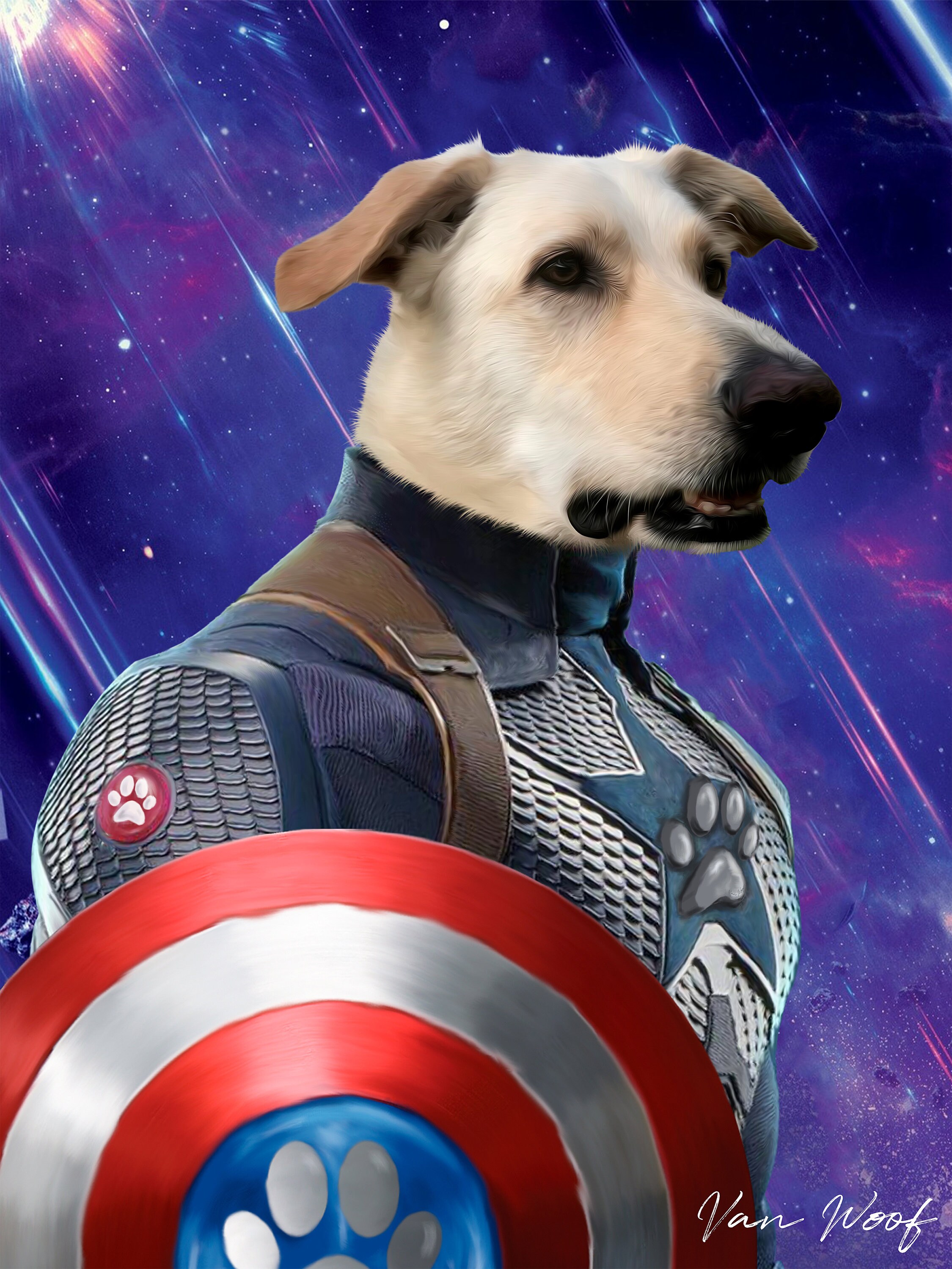 Steve Rogers Custom Dog Portrait, Pet Portrait Avengers, Funny Pet ...