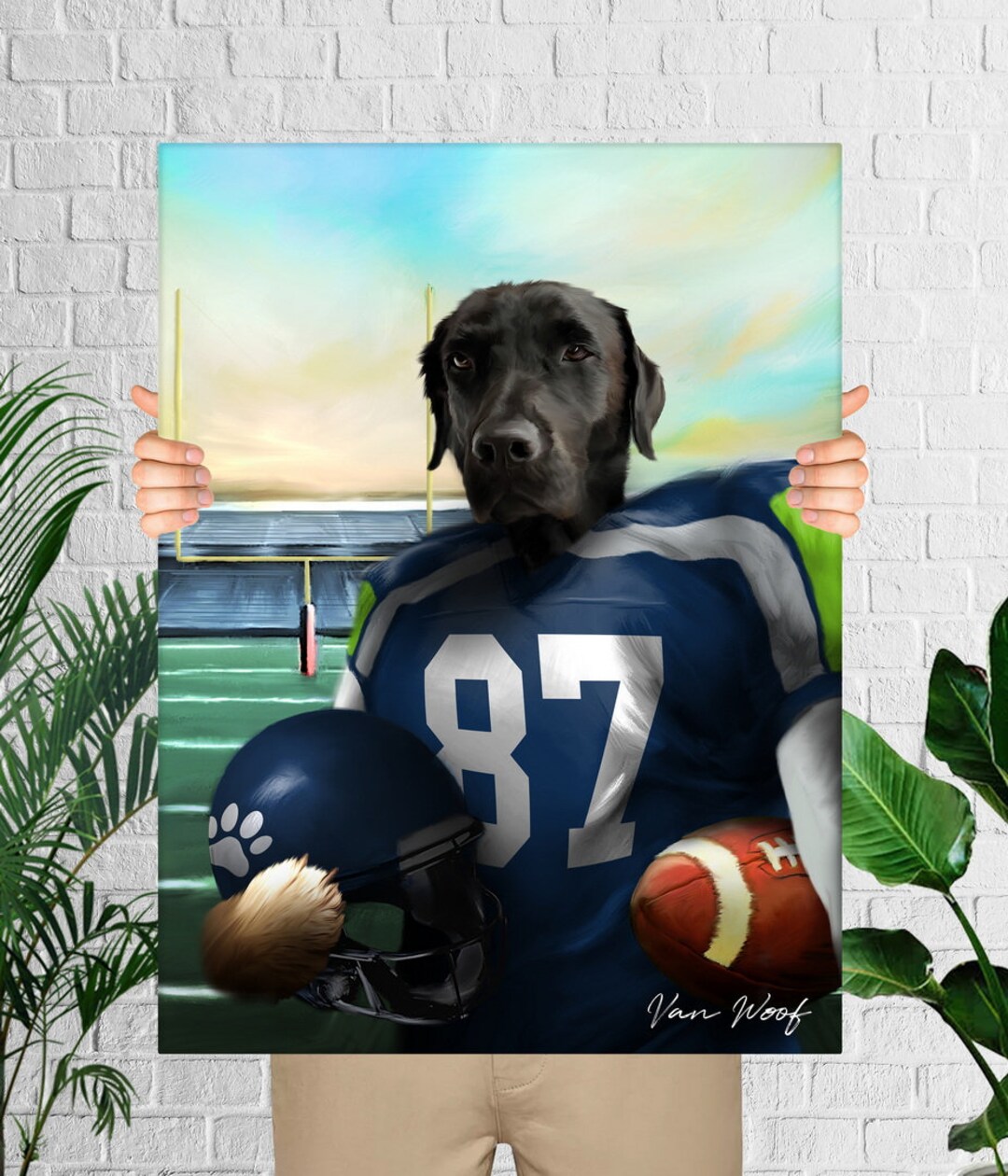 Seahawks Football Pet Portrait, Custom Dog Portrait, Pet Art, Pet ...