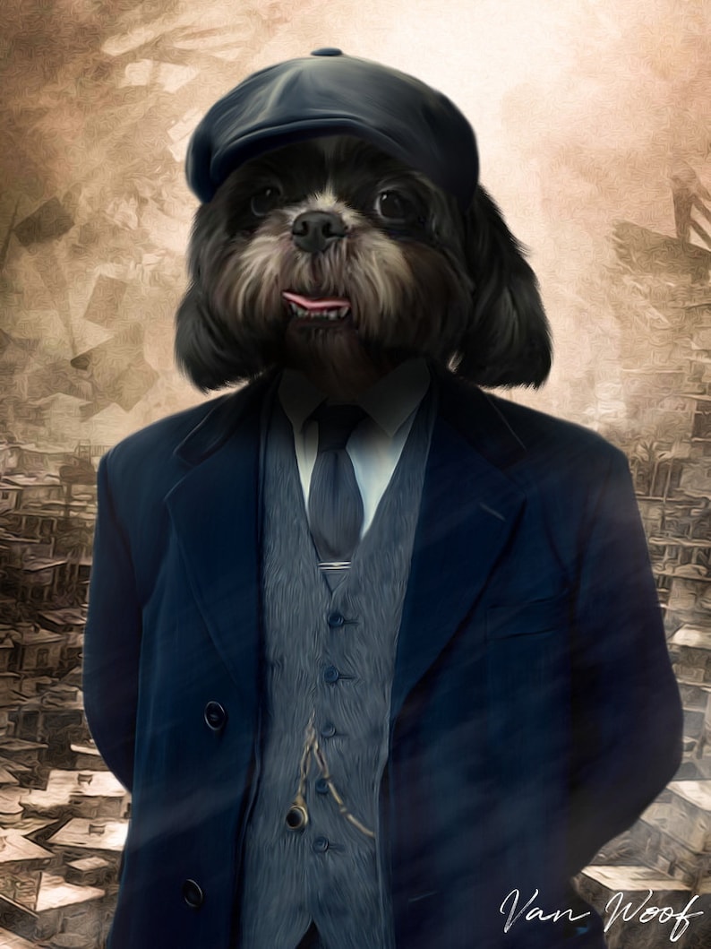 Custom Peaky Blinders Dog Portrait Wall Art Decor Custom Cat | Etsy