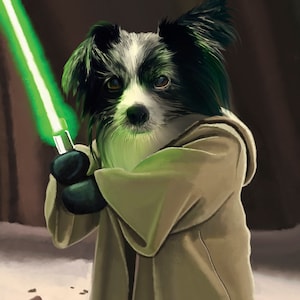 Pet Portrait Jedi, Custom Pet Portrait, Star Wars, Custom Dog Portrait ...