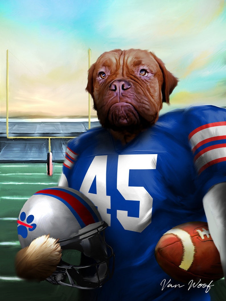 Seahawks Football Pet Portrait, Custom Dog Portrait, Pet Art, Pet ...