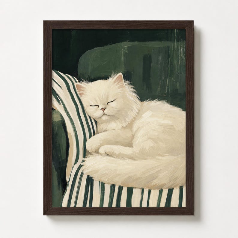 Lazy Cat Portrait From Photo, Custom Hand Painted Cat Mom Gift - Etsy
