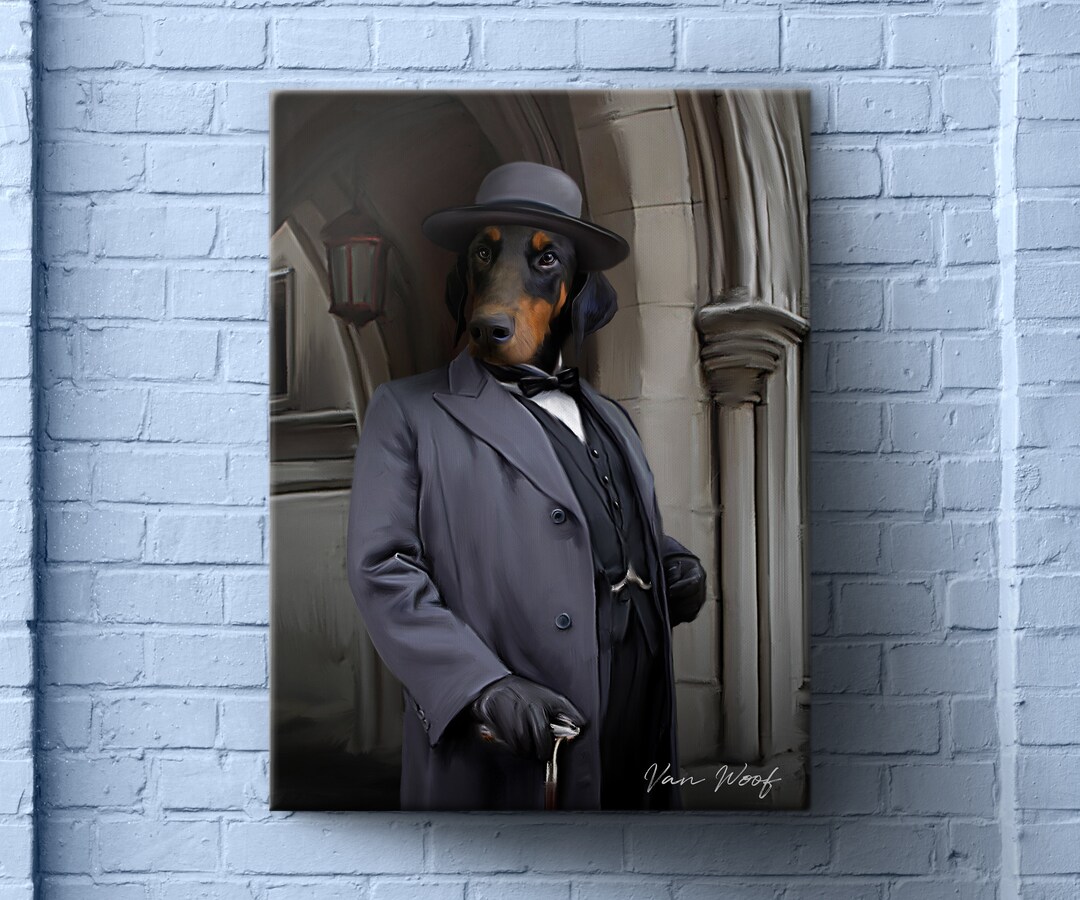 Inspector Poirot, Custom Dog Portrait, Funny Custom Dog Canvas Art ...