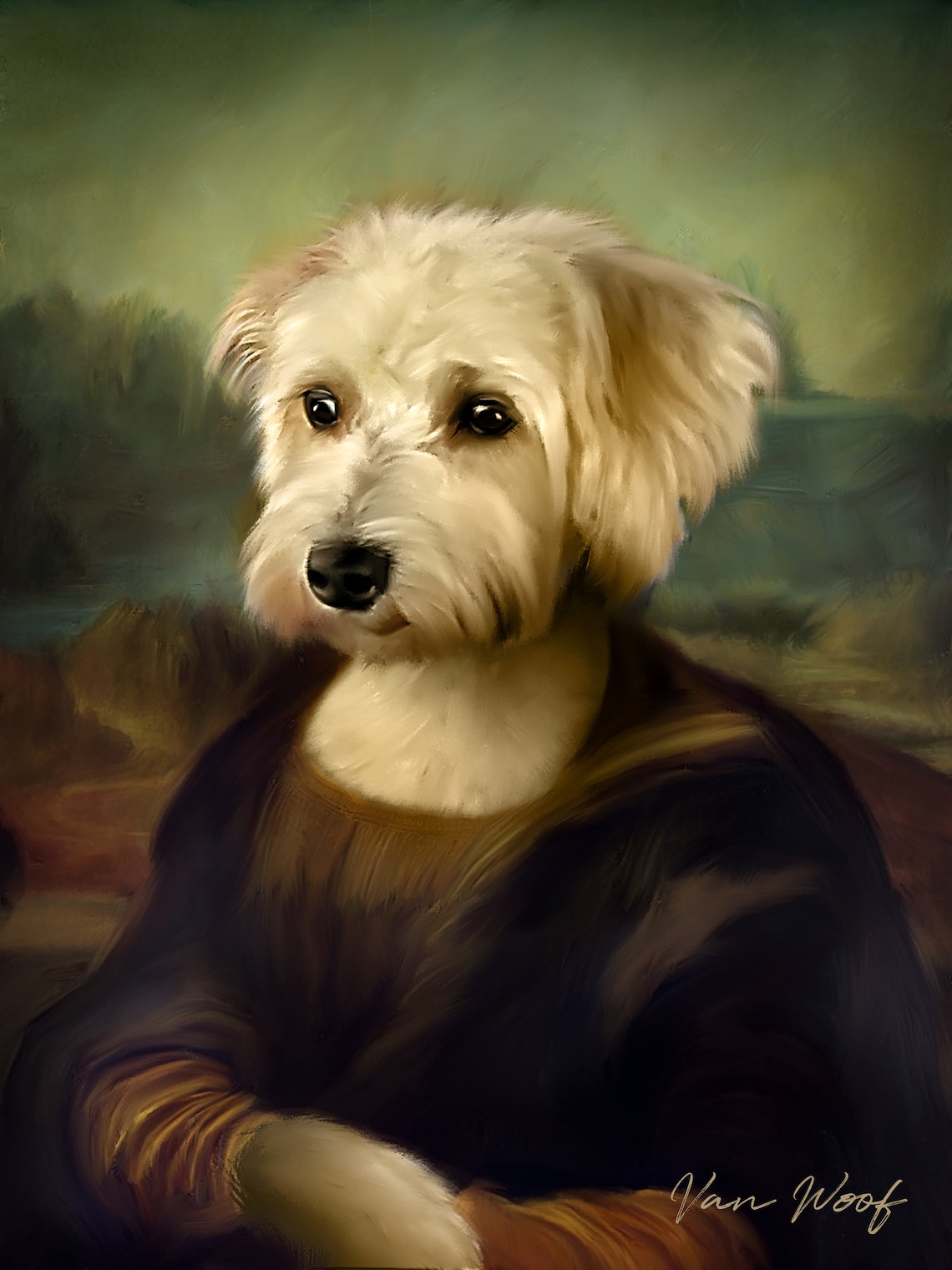 Mona Lisa Regal Custom Dog Portrait Pet Painting Pet - Etsy