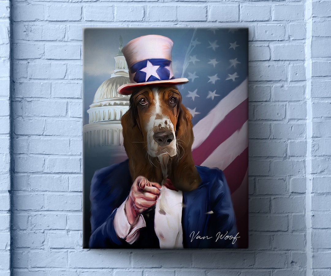 America, Custom Dog Portrait, Uncle Sam, Pet Portrait Royal ...