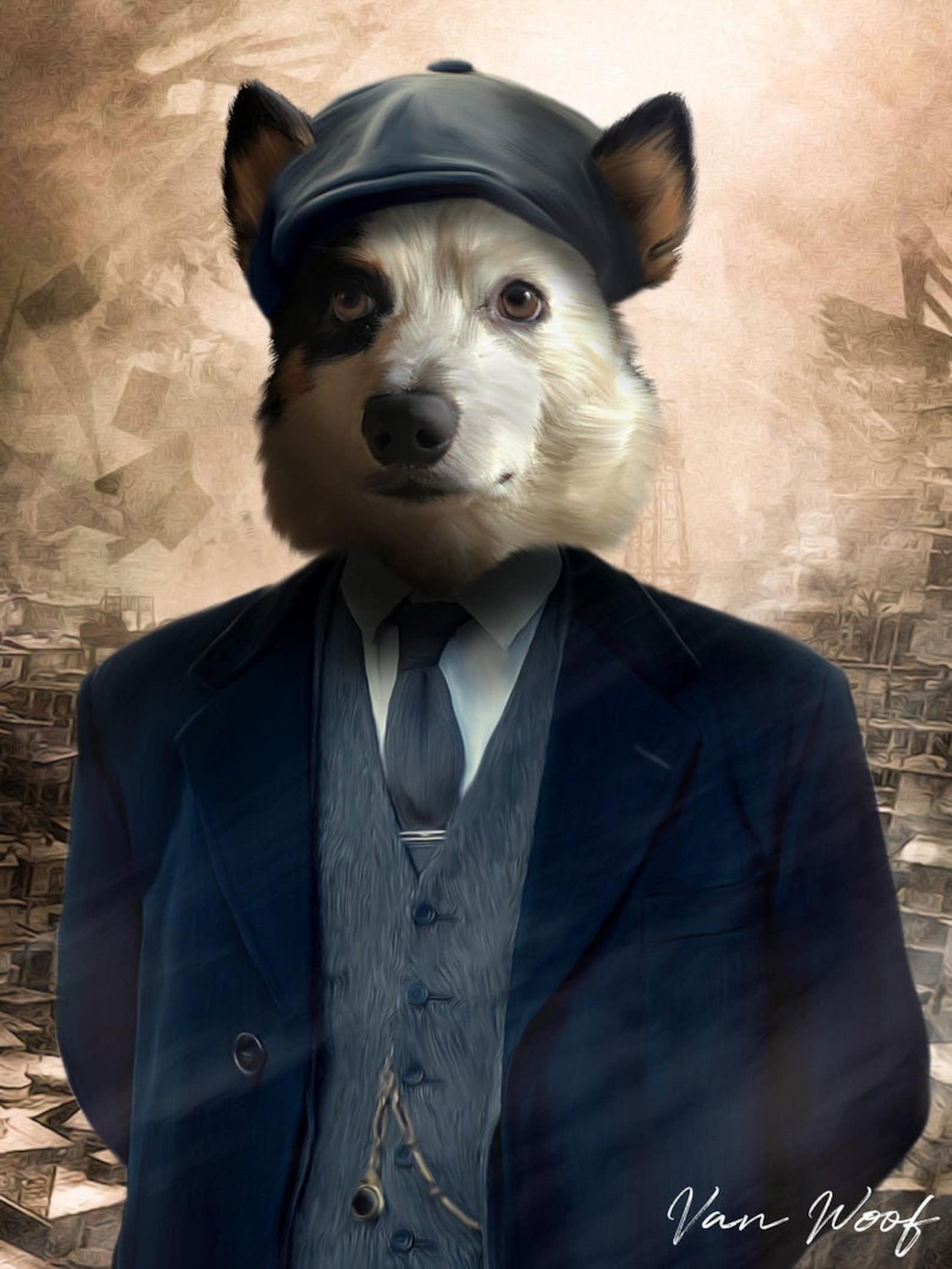 Custom Peaky Blinders Dog Portrait Wall Art Decor Custom Cat | Etsy