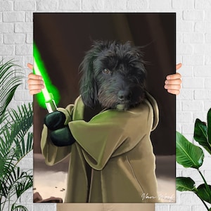 Pet Portrait Jedi, Custom Pet Portrait, Star Wars, Custom Dog Portrait ...
