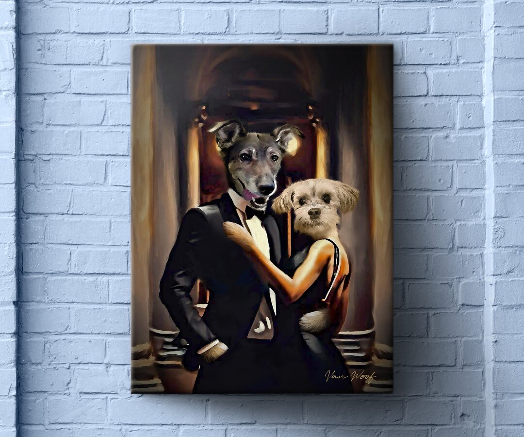 Tango, Custom Dog Portrait, 2 Pet Portrait Royal, Two Pets Portrait ...