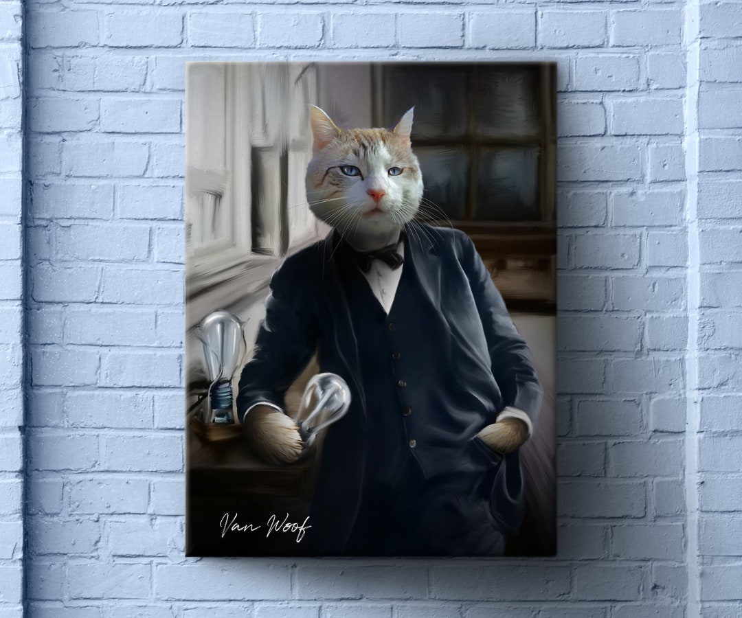 Thomas Edison Portrait, Genius Pet, Custom Dog Portrait, Pet Painting ...