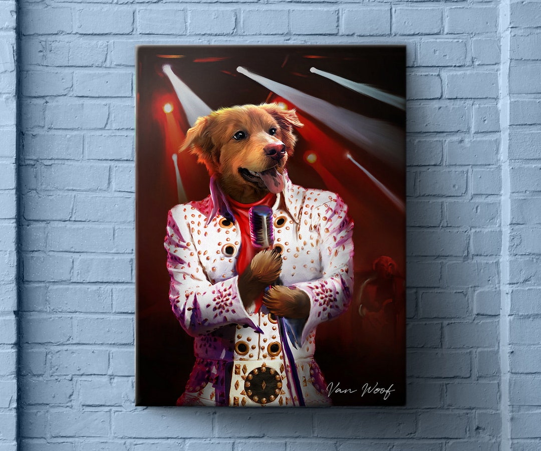 Singer Pet Painting, Elvis Pet Art, Pet Portrait, Pet Painting, Custom ...