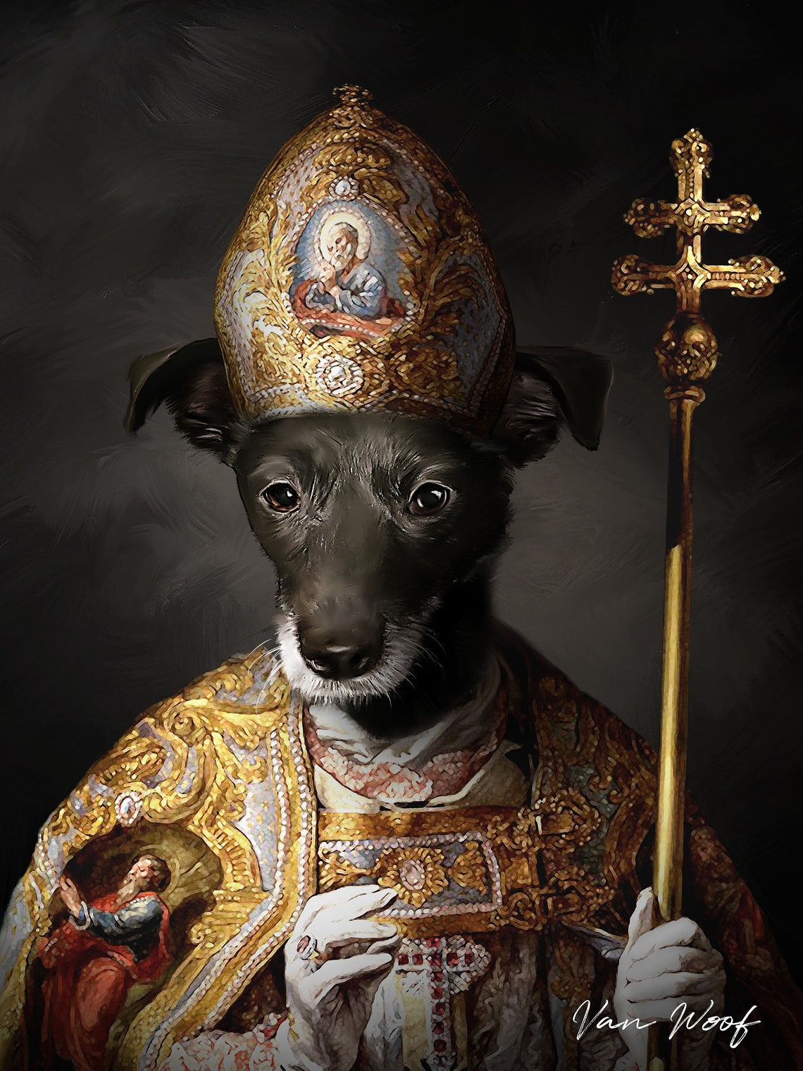 The Pope Regal Custom Dog Portrait Pet Painting Pet - Etsy