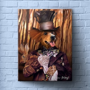 Mad Hatter Dog Portrait Art, Custom Dog Portrait, Pet Portrait Royal ...