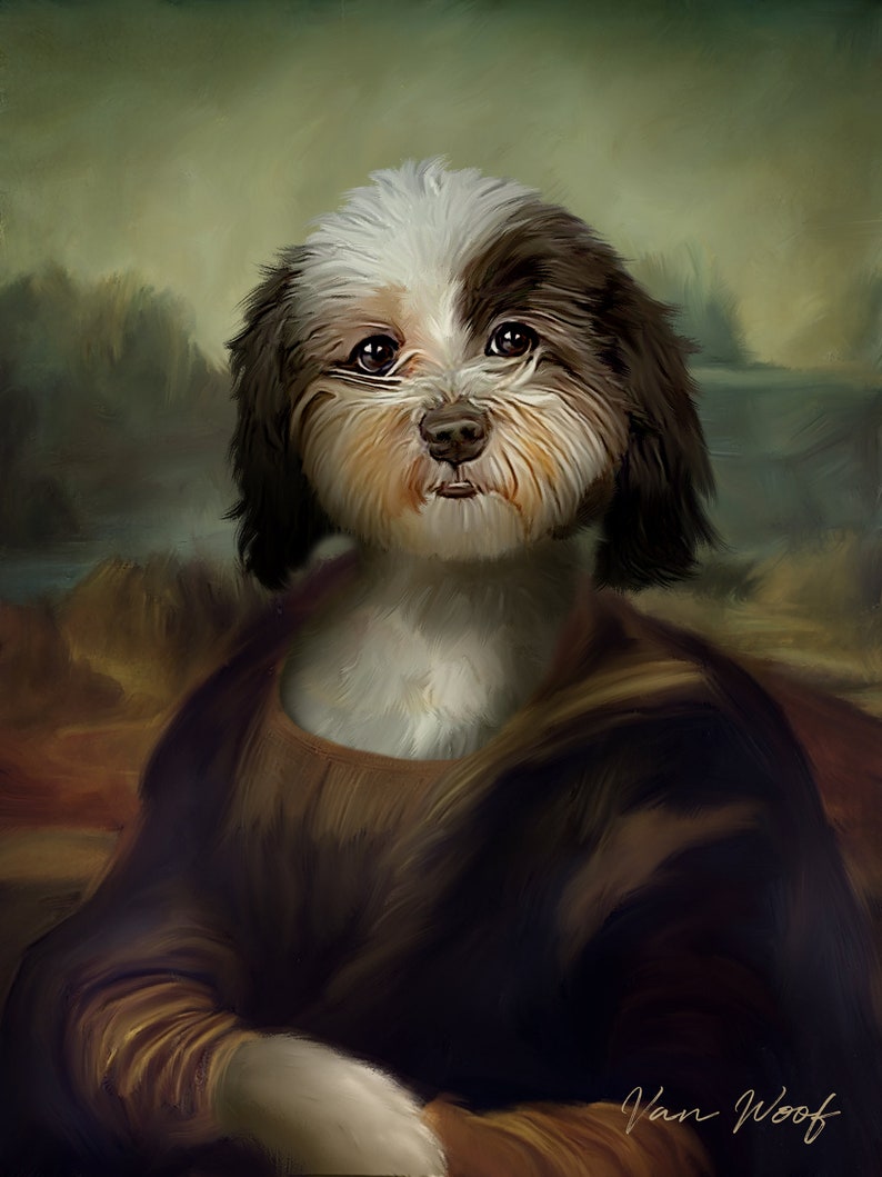 Mona Lisa Dog Portrait From Photo, Custom Pet Painting Gift - Etsy