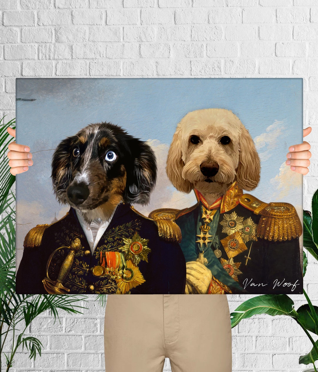 Royal Renaissance Two Pet Portrait From Photo, Custom Dog Painting Gift ...
