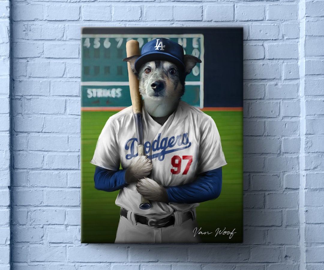 Los Angeles Baseball Pet Portrait, Baseball Team, Baseball Fan Gift Art ...