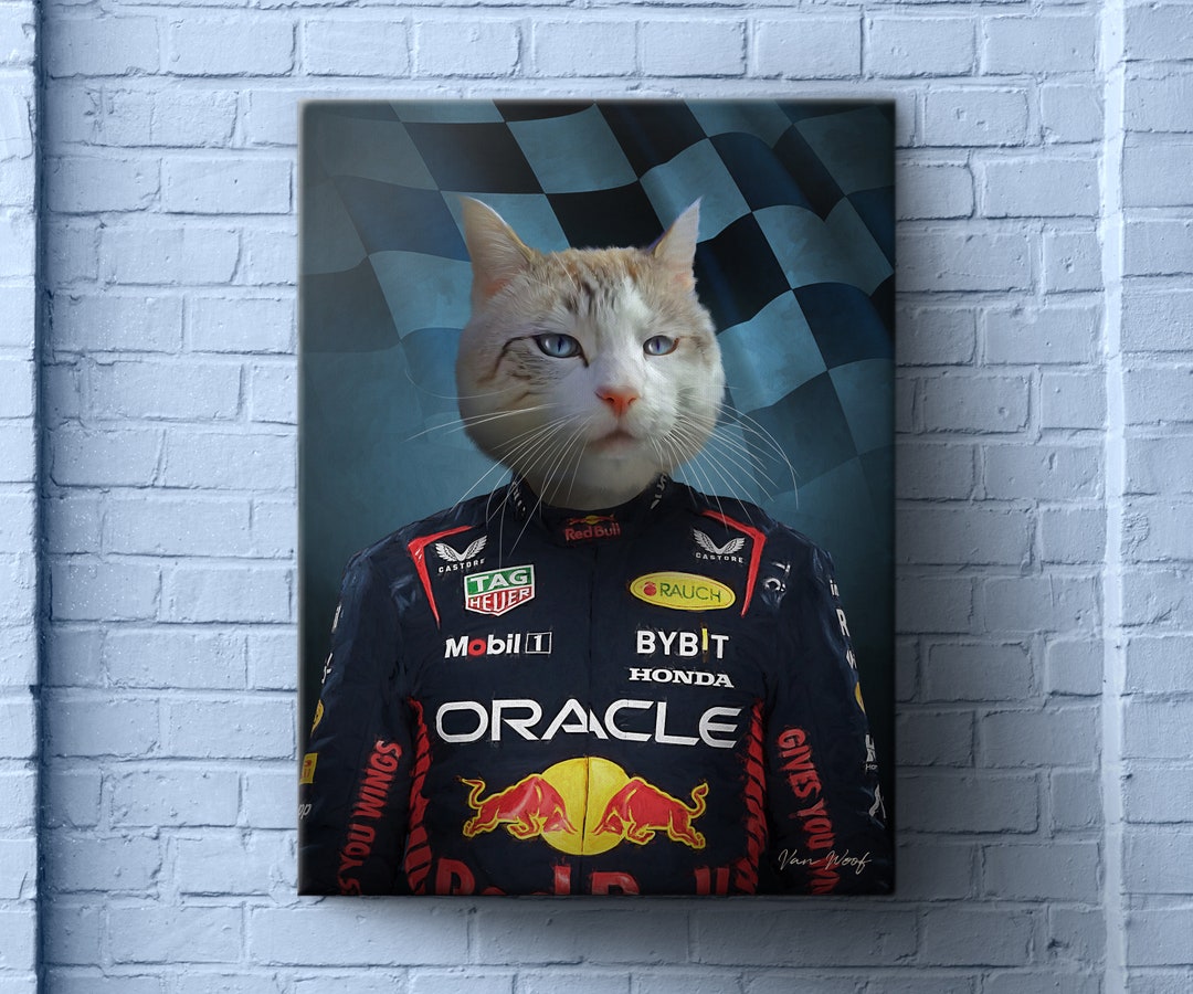 Red Ball, Formula Racing Car, F1 Driver Team Pet Portrait, Custom Dog ...