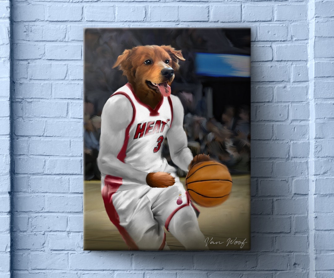 Miami Basketball Team Pet Portrait, Custom Dog Portrait, NBA Team ...