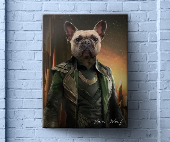 Loki Custom Dog Portrait Pet Portrait Avengers Funny Pet | Etsy UK